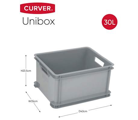 Curver Storage Box Unibox L 30L Grey | vidaXL.co.uk