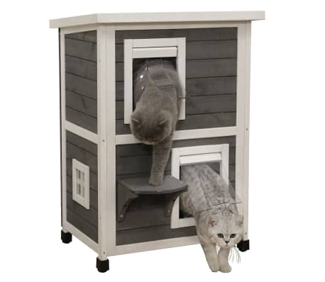 Kerbl Utendørs kattehus Family 57x55x80 cm grå og hvit | vidaXL.no