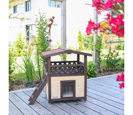 Kerbl Katthus uppvärmt 4-årstider Deluxe 88x57x77 cm mörkbrun | vidaXL.se