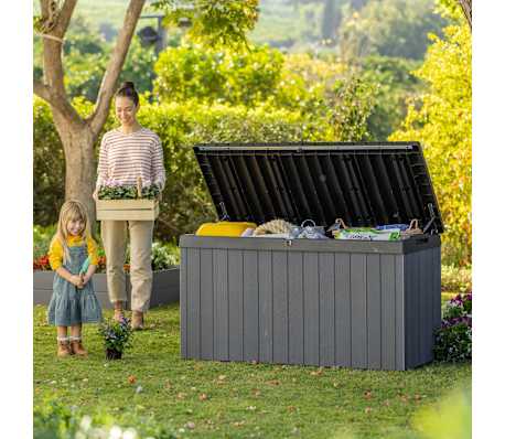 Keter Garden Storage Box Darwin 570 L Grey | vidaXL.co.uk