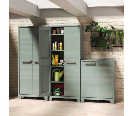 Keter Outdoor Storage Cabinet with Shelves Planet Jade Grey | vidaXL.co.uk