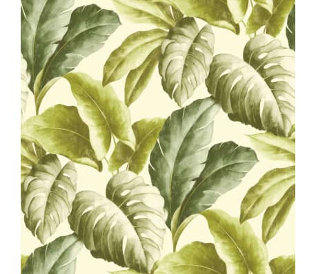 DUTCH WALLCOVERINGS Behang tropische bladeren groen en wit kopen ...