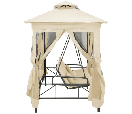 vidaXL Balansoar extensibil cu pavilion, alb crem | vidaXL.ro