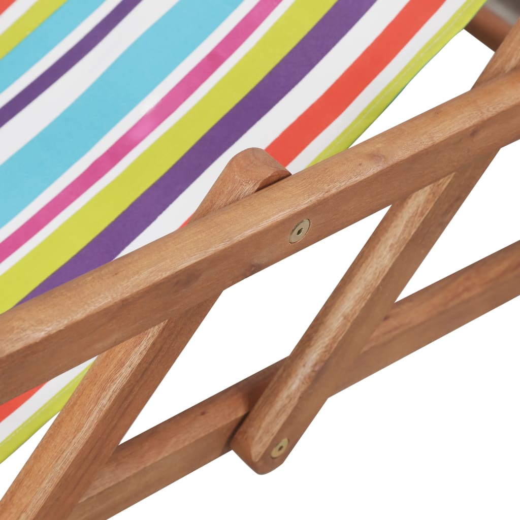 Beach Sling Patio Chair Folding Deck Chair Fabric and Wooden Frame ...