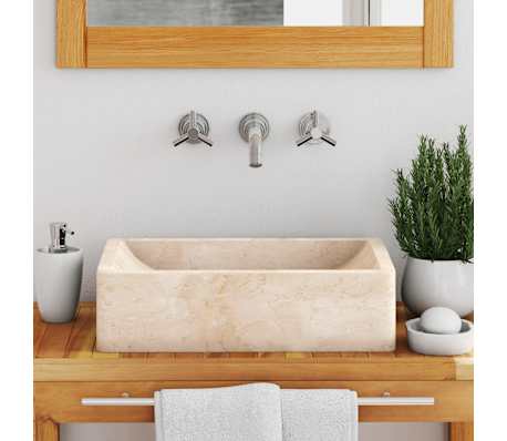 vidaXL Handfat 45x30x12 cm marmor gräddvit högglans | vidaXL.se