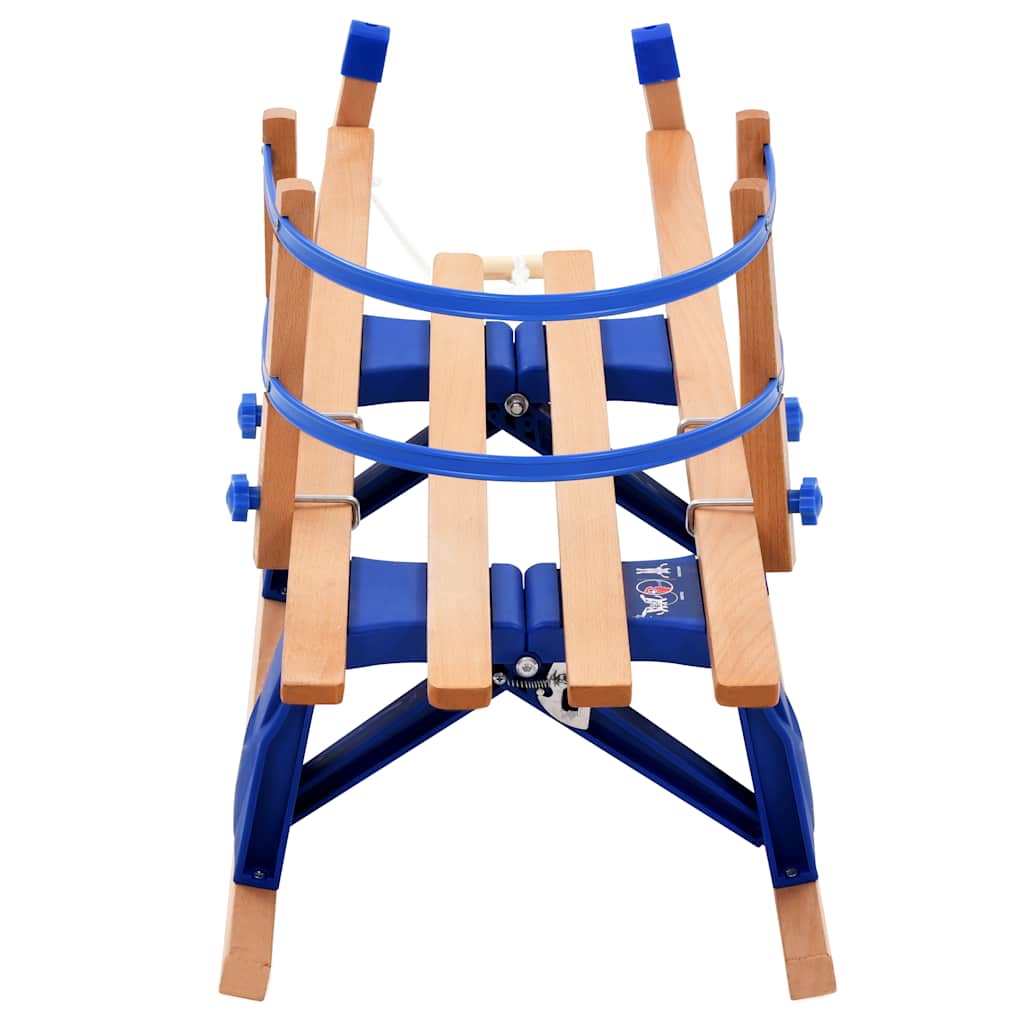 Snow Sledge Foldable Toboggan with Tow Rope Wooden Sledge Slider 43.3 ...
