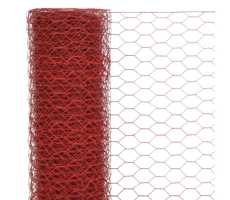 vidaXL stiepļu žogs, tērauds ar PVC pārklājumu, 25x0,5 m, sarkans ...