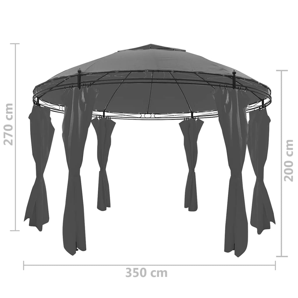 Gazebo Com Cortinas Redondo 3 5 2 7 M Antracite A Feira