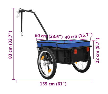 vidaXL Bike Trailer/Hand Wagon 155x60x83 cm Steel Blue | vidaXL.com.au