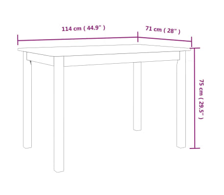 vidaXL Dining Table Black 114x71x75 cm Solid Rubber Wood | vidaXL.com.au