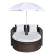 vidaXL Lit de jardin avec parasol Noir Résine tressée | vidaXL.fr