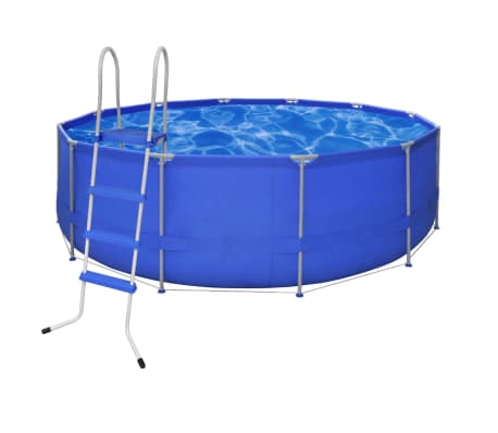 Handla Ovanmarkspool Stålram Rund 457x122 cm inkl. poolstege | vidaXL.se