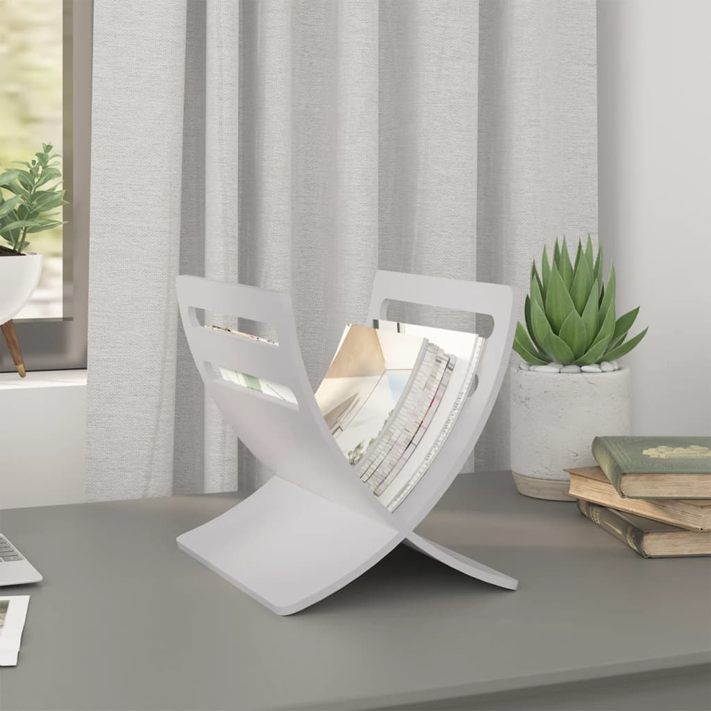 Wooden Magazine Rack Floor Standing White | vidaXL.co.uk