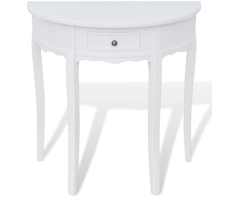 vidaXL Table console avec tiroir Demi-ronde Blanc | vidaXL.fr