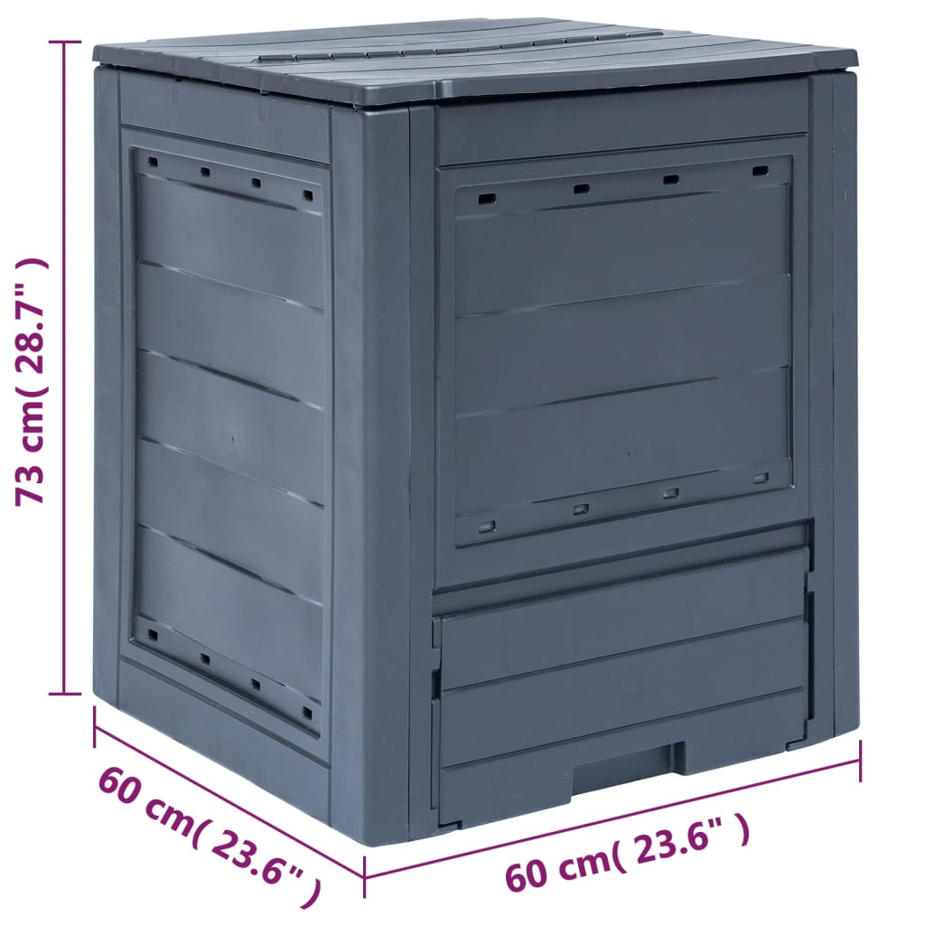 Garden Composter Trash Can Outdoor Compost Bin with Lid Gray Plastic ...