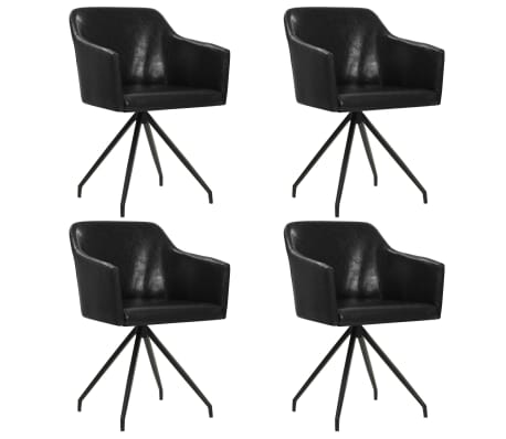 Shop vidaXL drejelige spisebordsstole 4 stk. kunstlæder sort | vidaXL.dk