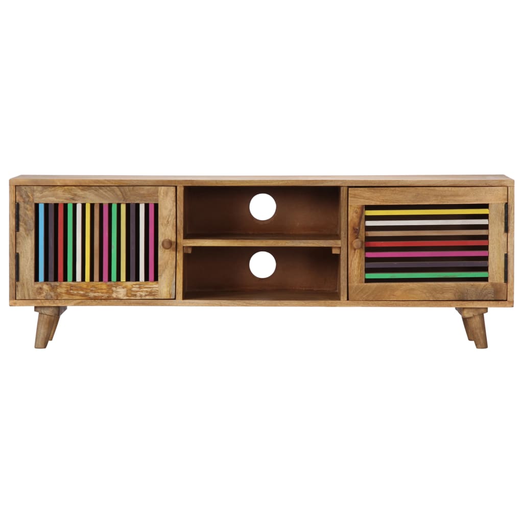 VAGUE Meuble TV 120 X 30 X 40 Cm Bois Massif De Manguier 7 Cdiscount