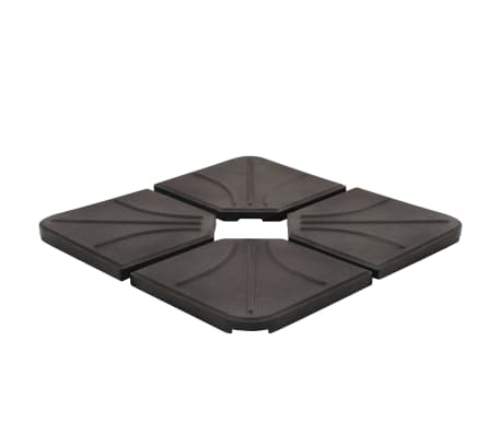 vidaXL Placas peso p/ guarda-sol quadradas 4 pcs cimento 72 kg preto ...
