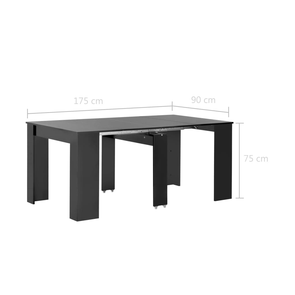 Ausziehbarer Esstisch Hochglanz Schwarz 175 X 90 X 75 Cm Moka3 ch