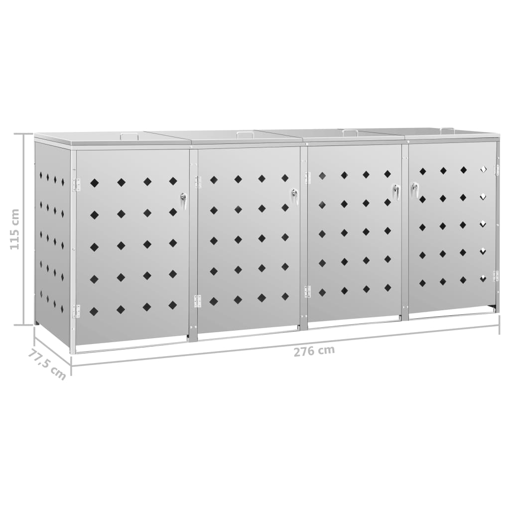 Quadruple Wheelie Bin Shed 240 L Stainless Steel Home And Garden Quadruple Wheelie Bin Shed 240 L Stainless Steel Home And Garden