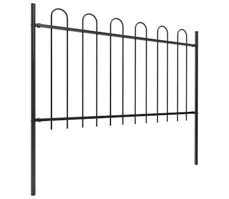 vidaXL Garden Fence with Hoop Top Steel 6.8x1 m Black | vidaXL.co.uk