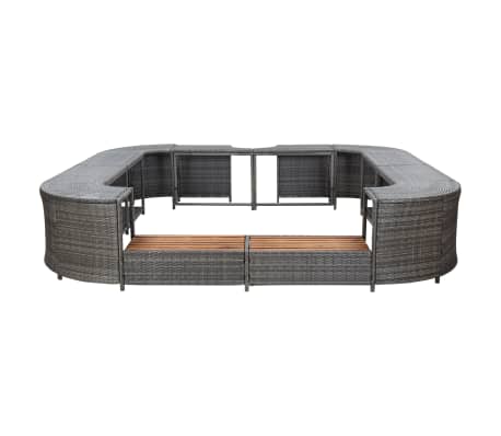 vidaXL Whirlpool-Umrandung Quadratisch Grau 268x268x55 cm Poly Rattan ...