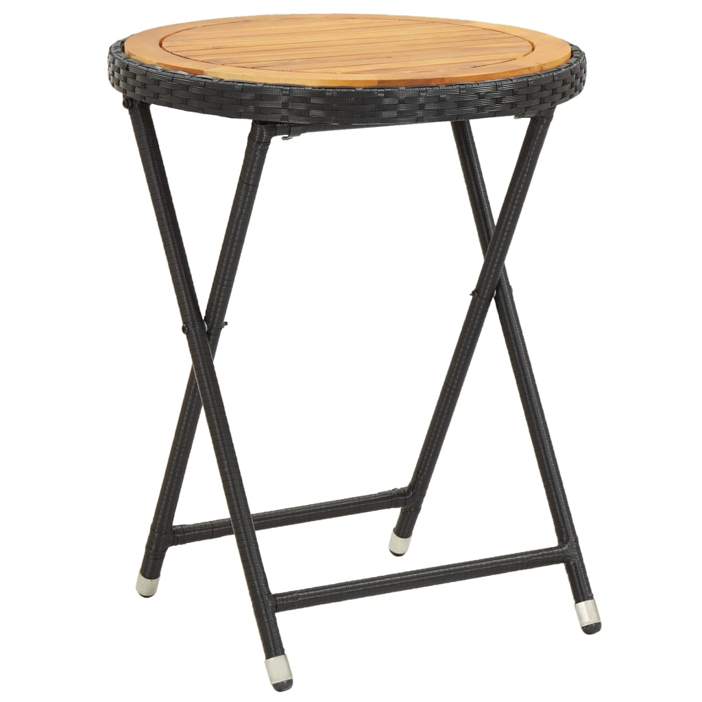 VidaXL Tavolino Da T Nero 60 Cm In Polyrattan E Massello Di Acacia