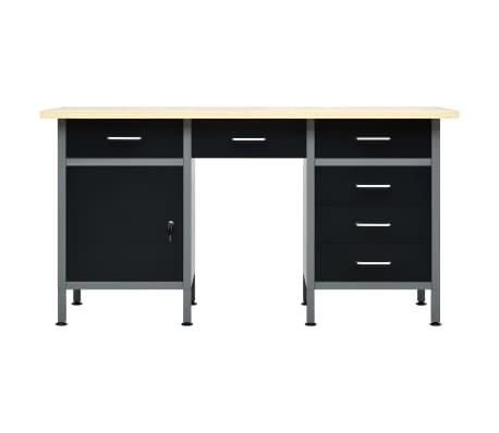 vidaXL Workbench Black 63"x23.6"x33.5" Steel | vidaXL.com