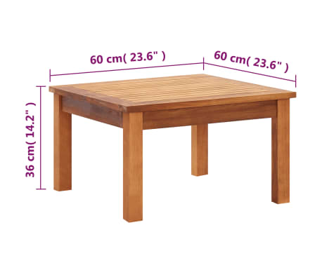vidaXL Garden Coffee Table 60x60x36 cm Solid Acacia Wood | vidaXL.com.au