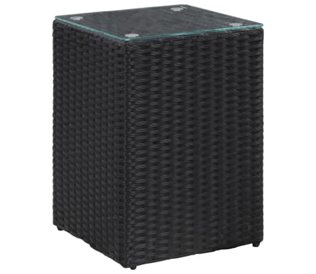 vidaXL Side Tables 3 pcs with Glass Top Black Poly Rattan | vidaXL.com