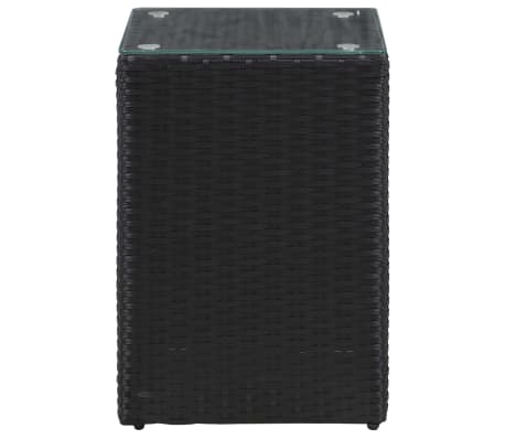 vidaXL Side Tables 3 pcs with Glass Top Black Poly Rattan | vidaXL.com