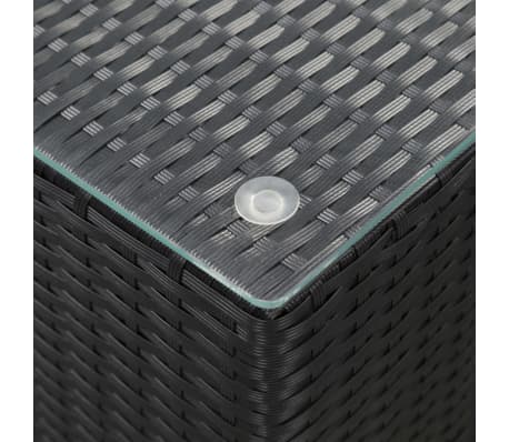vidaXL Side Tables 3 pcs with Glass Top Black Poly Rattan | vidaXL.com