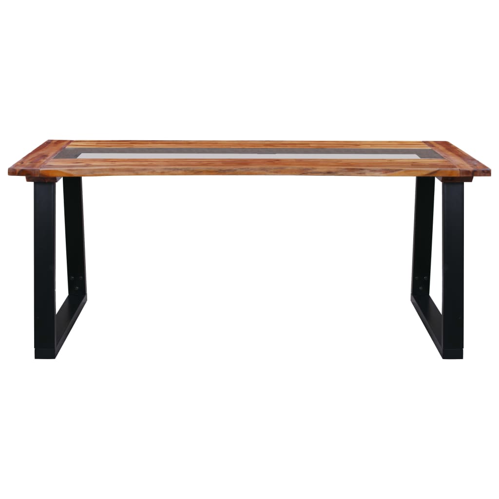 Dining Table 180x90x75 Cm Solid Acacia Wood And Glass Home And Garden Dining Table 180x90x75 Cm Solid Acacia Wood And Glass Home And Garden