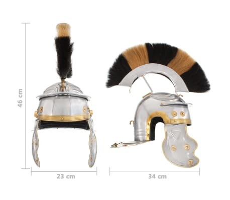 vidaXL Coif soldat roman aspect antic, joc roluri, argintiu, oțel ...