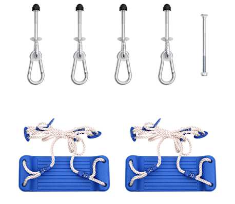 vidaXL Seggiolini per Altalena con Corde 2 pz Blu 37x15 cm Polietilene ...