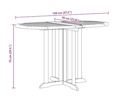 vidaXL Folding Butterfly Garden Table 120x70x75 cm Solid Teak Wood ...