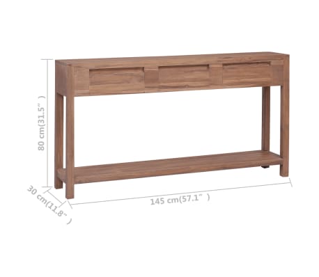vidaXL Console Table 57.1"x11.8"x31.5" Solid Teak Wood | vidaXL.com