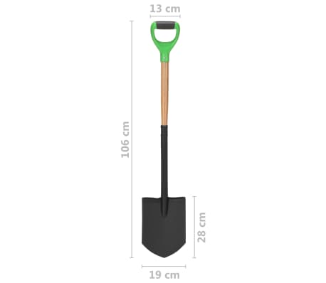 vidaXL Pala de punta de jardín con agarre en D acero y madera dura ...
