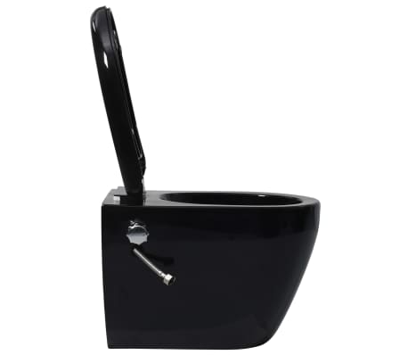 vidaXL Wall Hung Rimless Toilet with Bidet Function Ceramic Black ...