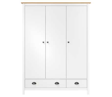 vidaXL Garde-robe à 3 portes Hill Blanc 127x50x170 cm Bois pin solide ...