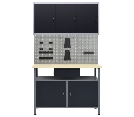 vidaXL Workbench with Three Wall Panels and One Cabinet | vidaXL.ie