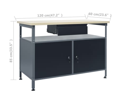 vidaXL Workbench with Three Wall Panels and One Cabinet | vidaXL.ie