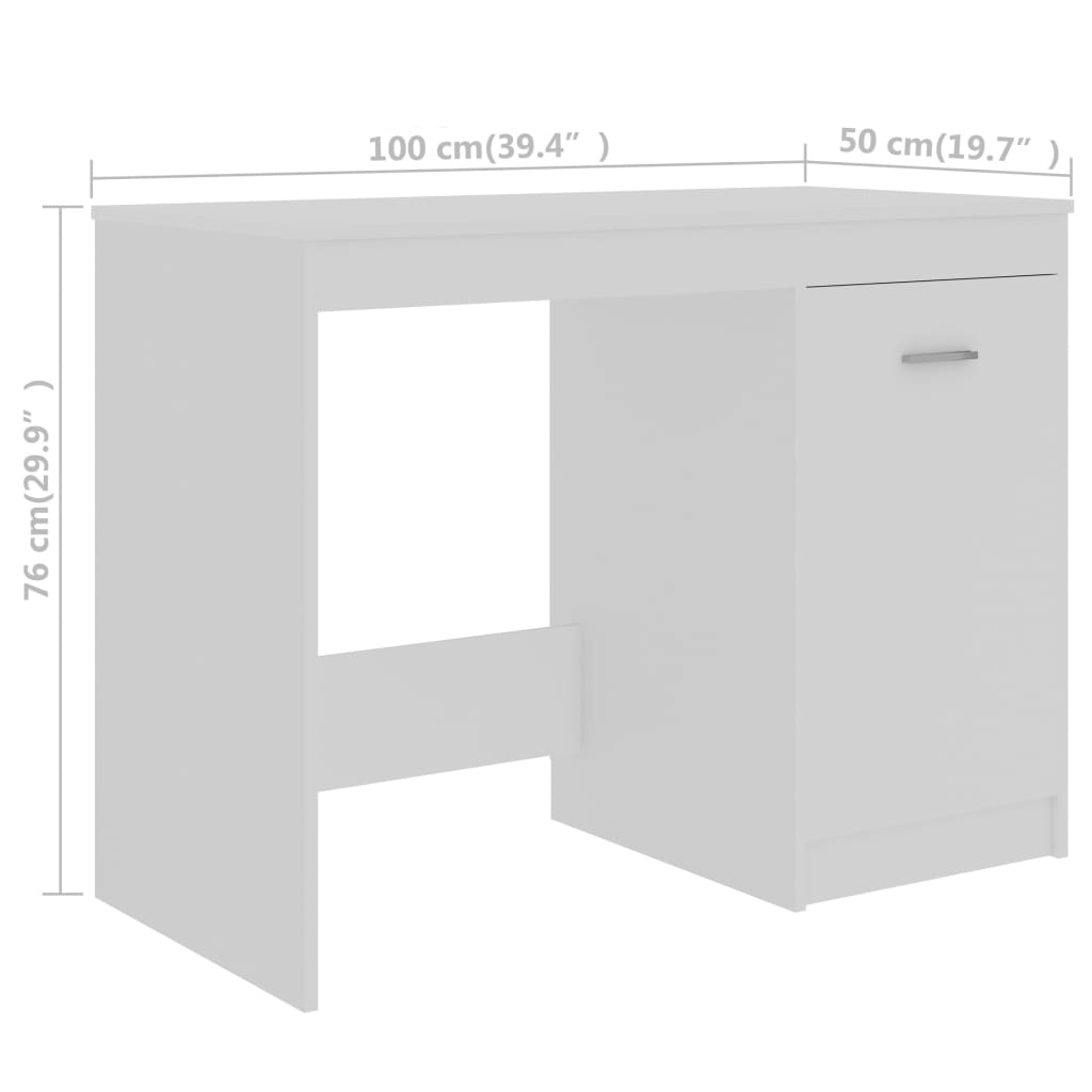 Desk White 140x50x76 cm Engineered Wood vidaXL