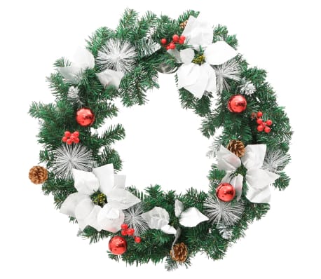 vidaXL Kerstkrans met LED lampjes 60 cm PVC groen kopen? | vidaXL.nl