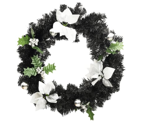 vidaXL julekrans med LED-lys 60 cm PVC sort | vidaXL.dk