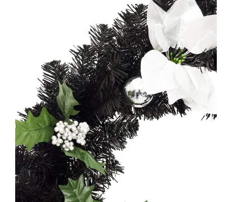 vidaXL julekrans med LED-lys 60 cm PVC sort | vidaXL.dk