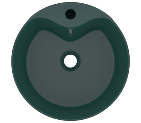 vidaXL Luxury Wash Basin with Overflow Matt Dark Green 14.2x5.1 ...
