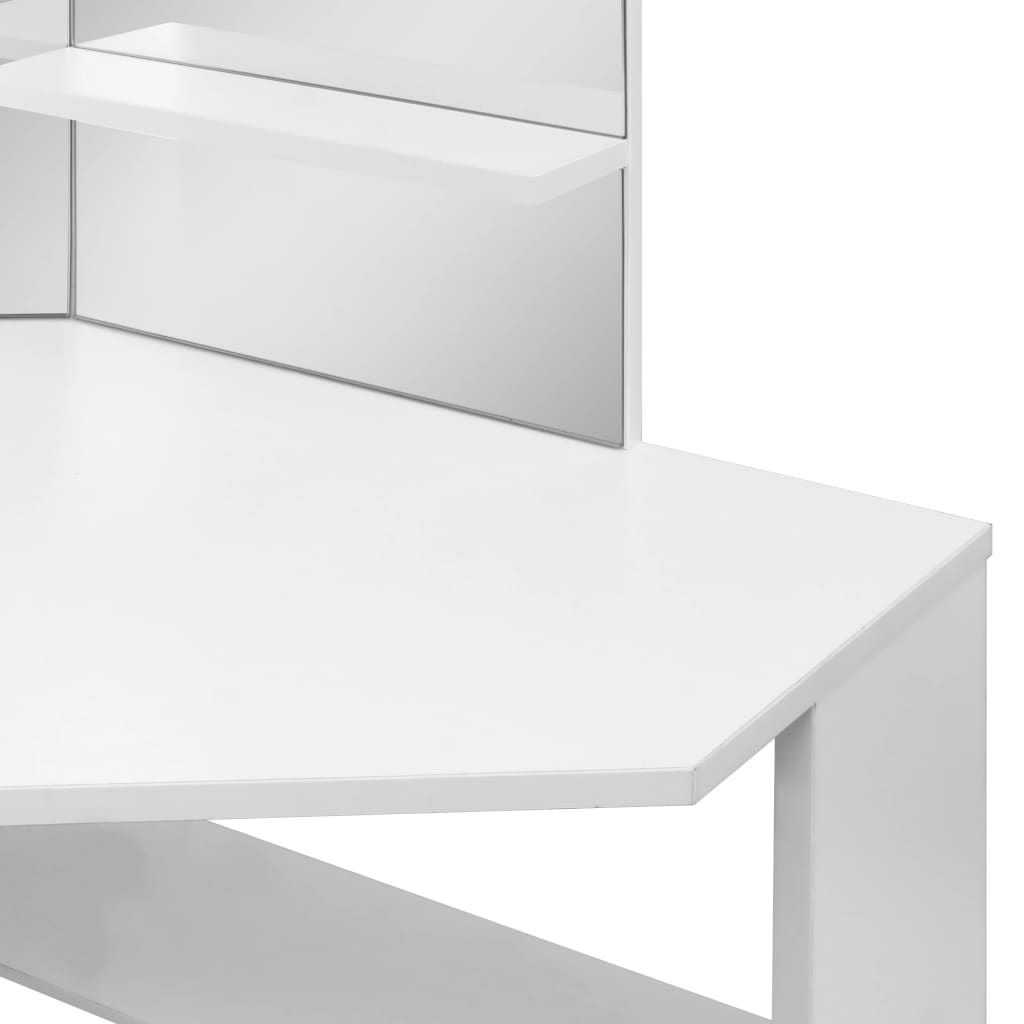 Corner Dressing Table Make up Table With LED Light White VidaXL corner-dressing-table-make-up-table-with-led-light-white-vidaxl