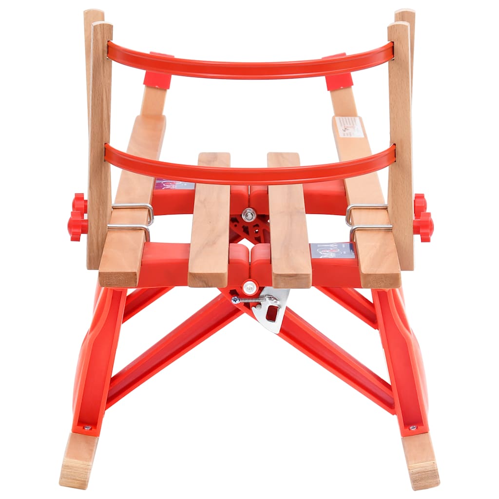 Snow Sledge Foldable Toboggan with Tow Rope Wooden Sledge Slider 43.3 ...