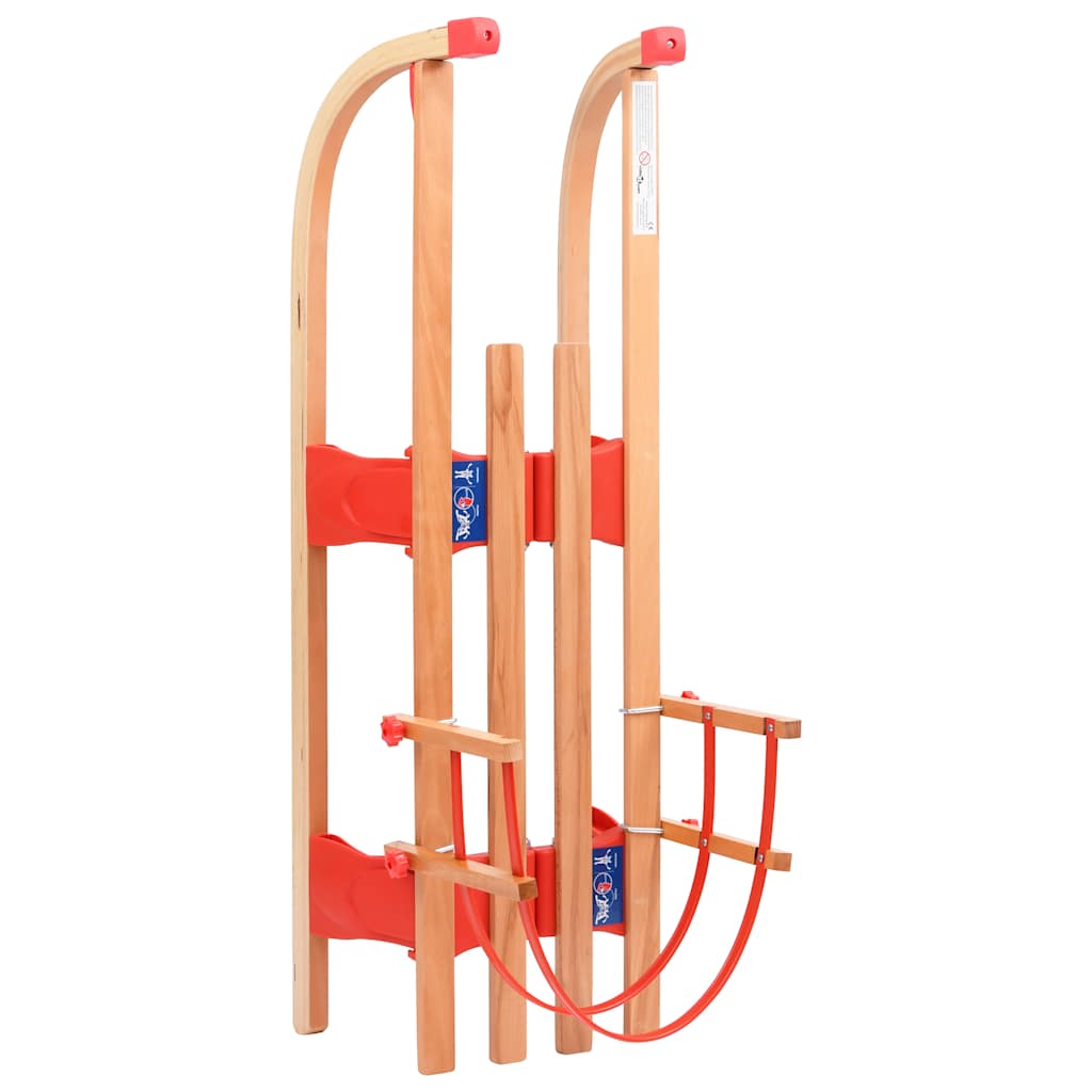 Snow Sledge Foldable Toboggan with Tow Rope Wooden Sledge Slider 43.3 ...